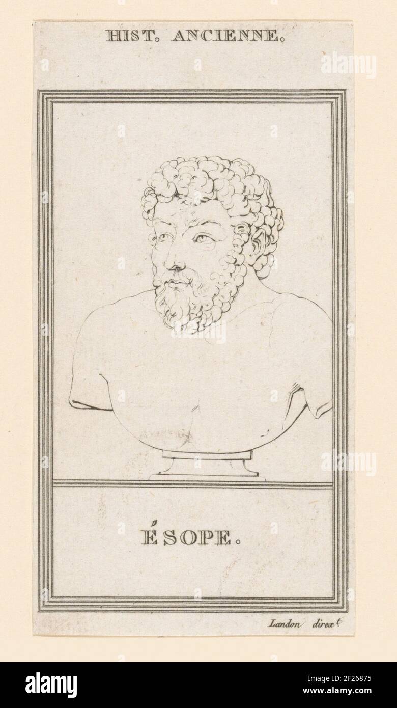 Portrait bust of aesopus.Portrasbust from aesopus in a rectangular ...