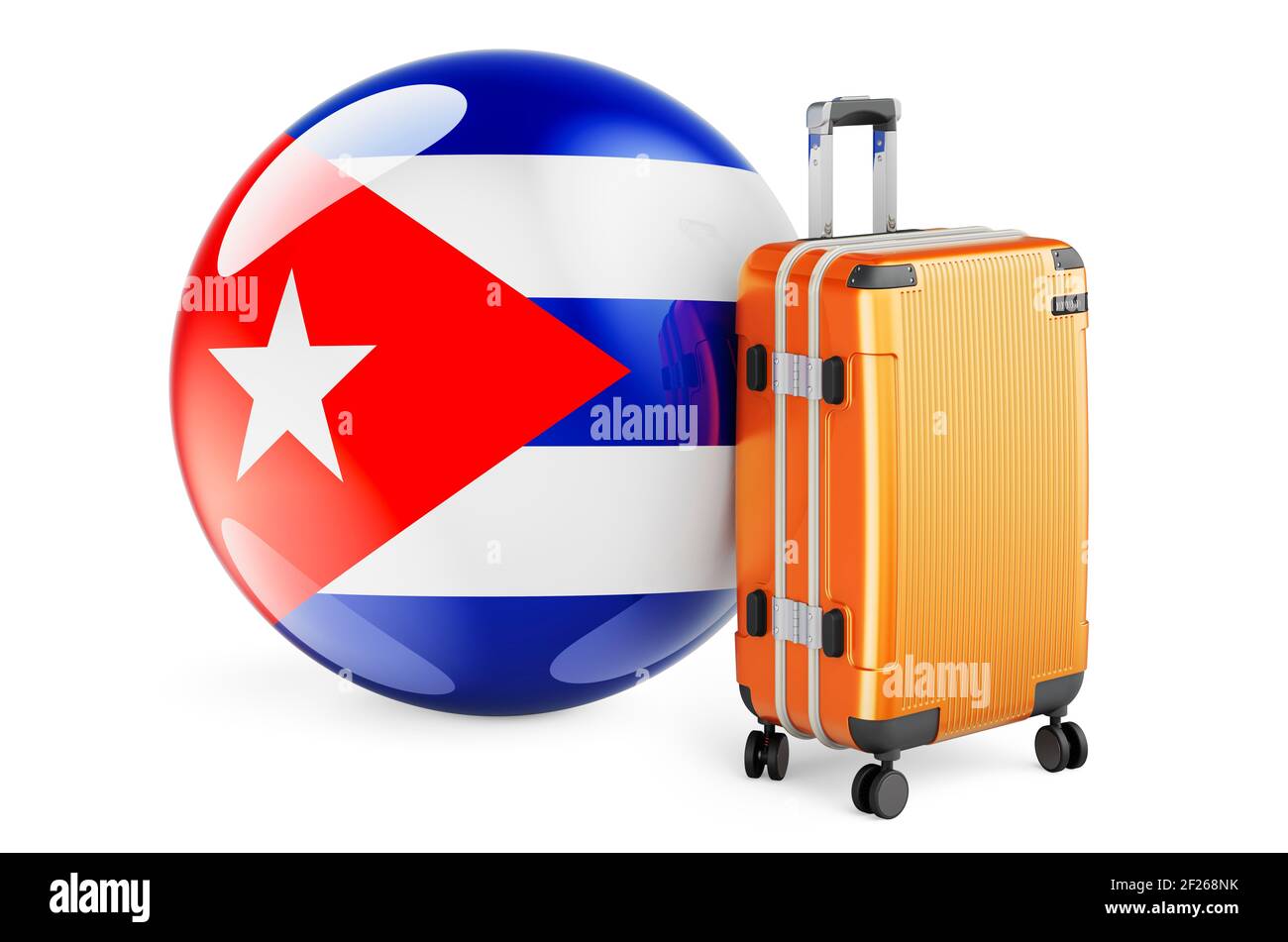Suitcase with Cuban flag. Cuba travel concept, 3D rendering isolated on ...