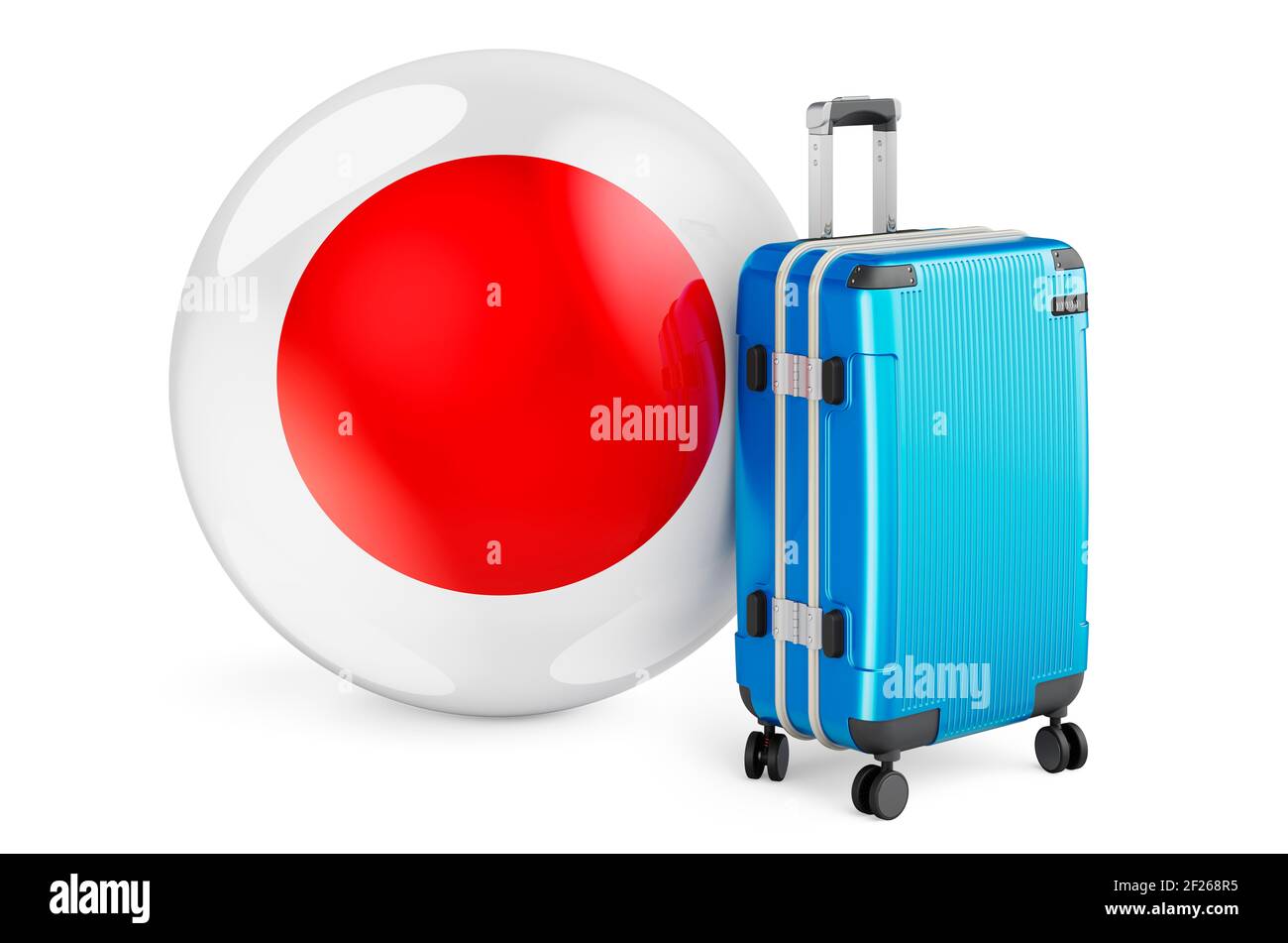 Suitcase with Japanese flag. Japan travel concept, 3D rendering ...