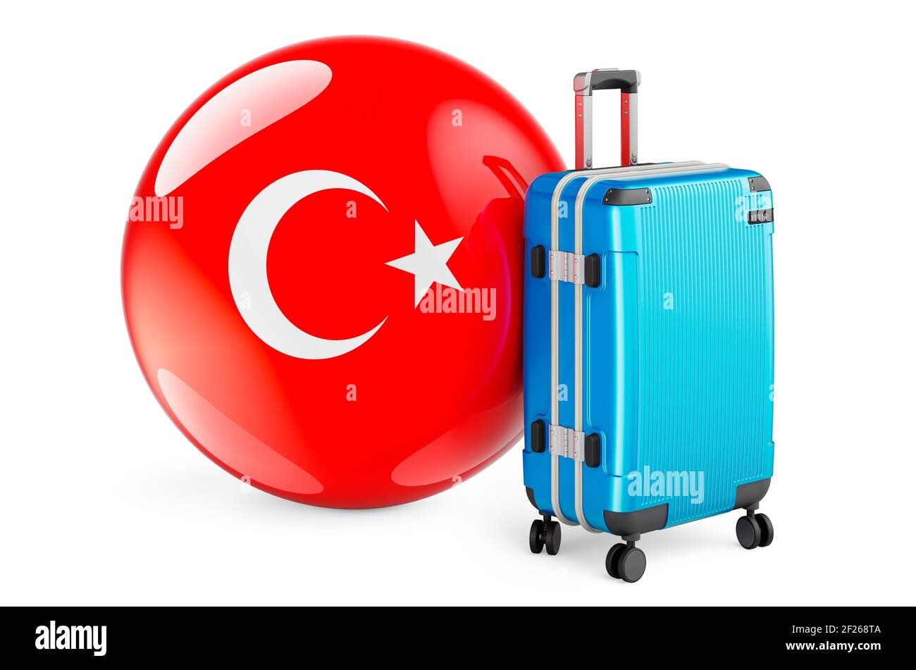Suitcase with Turkish flag. Turkey travel concept, 3D rendering ...