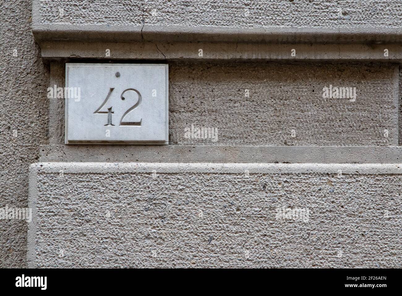 42 ancient house number, concept number Stock Photo - Alamy