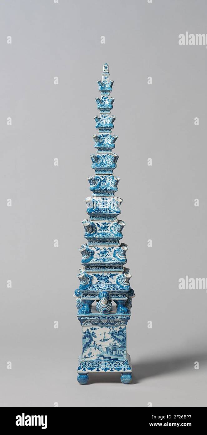 Central wooden stick of flower pyramid of Delft Pottery.central Wooden ...