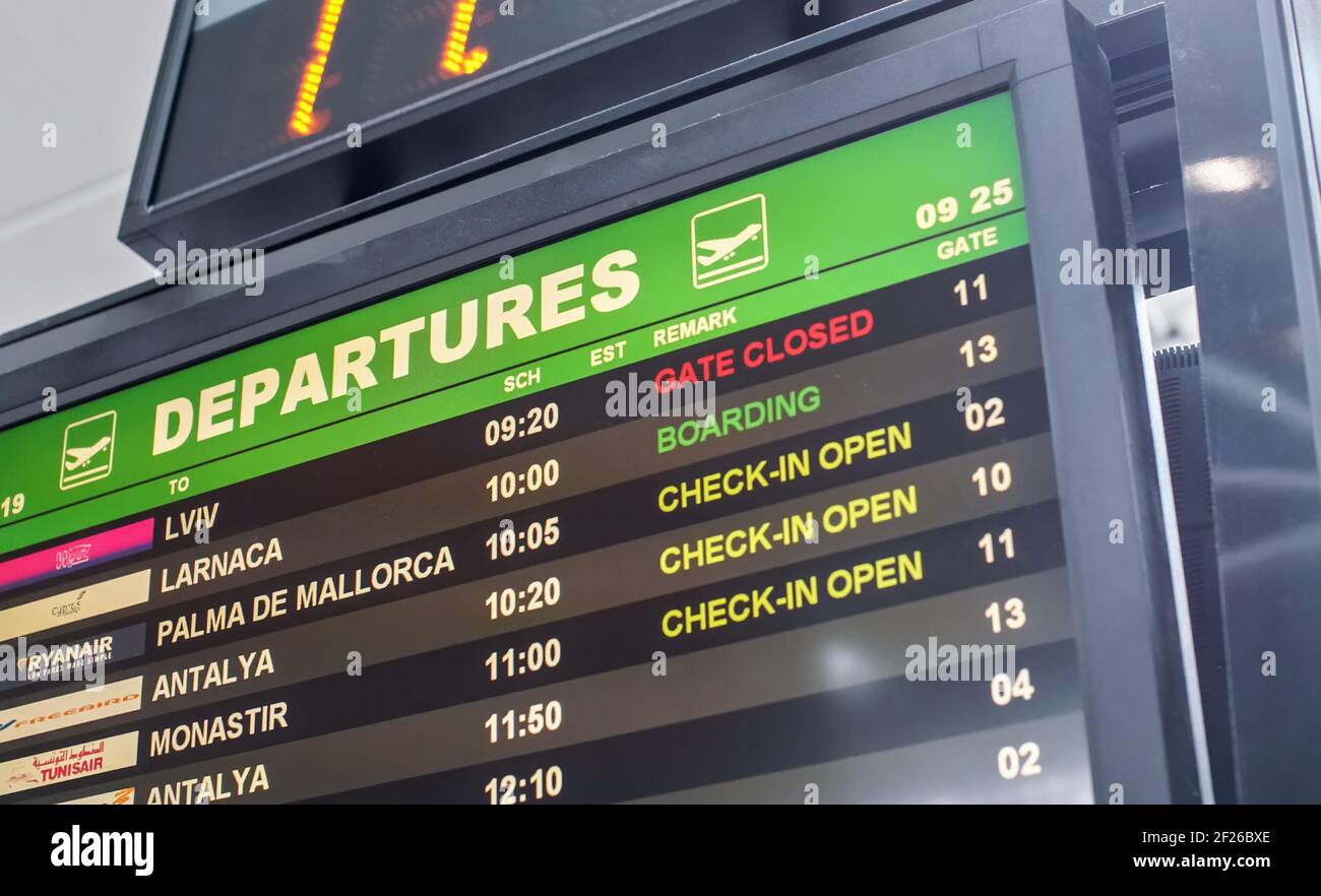 Table of departures hi-res stock photography and images - Alamy