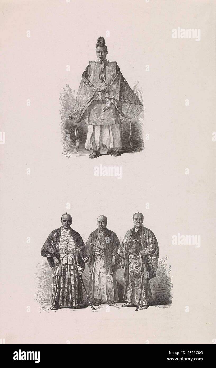 Leden van het Japanse gezantschap, 1862.Four members of the Japanese ...