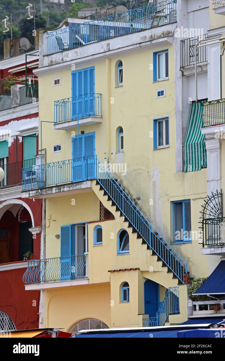 External Stairs at Yellow House in Island Capri Italy Stock Photo - Alamy