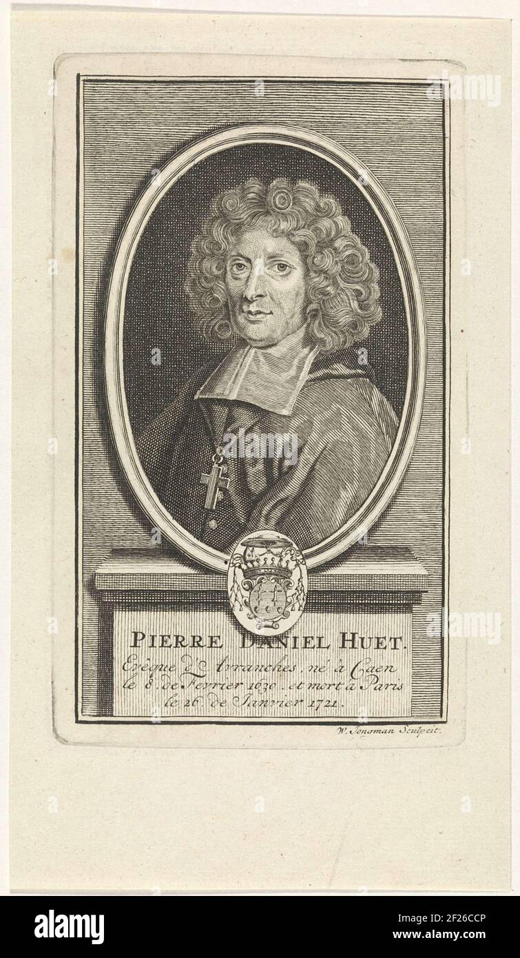 Bust portrait of the Bishop Pierre-Daniel Huet. The portrait is caught ...