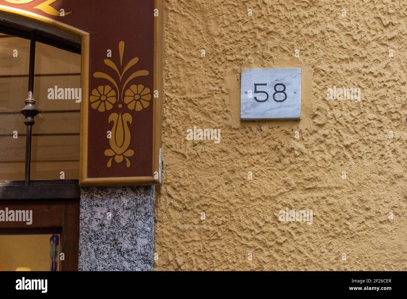 58 ancient house number, concept number Stock Photo - Alamy