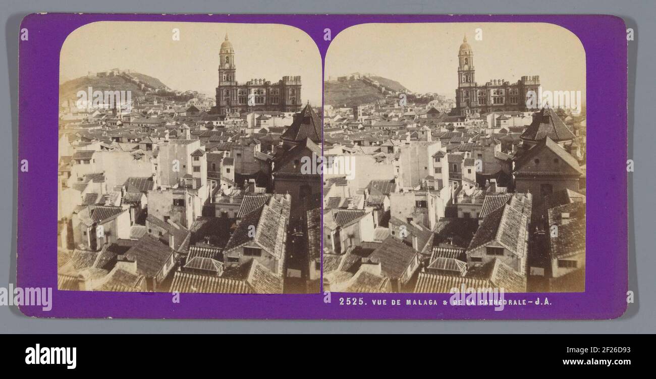 Face on Málaga, with the cathedral in the background; Vue de Malaga ...