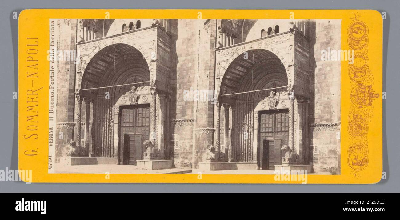 View of the Verona Dom Portal; Verona, Il Duomo, Portale della Facciata ...