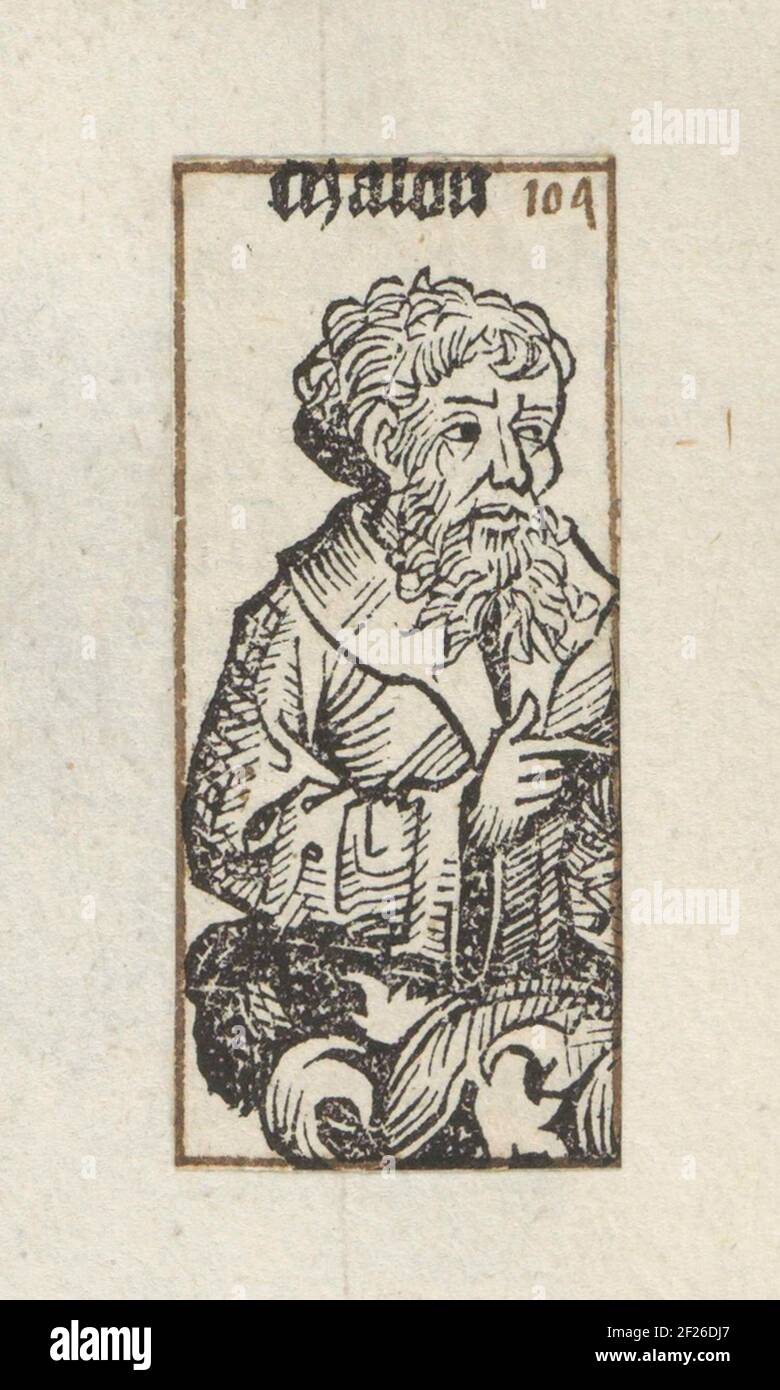 Machlon; Malon; Liber Chronicarum.A flower celk with a bearded man ...