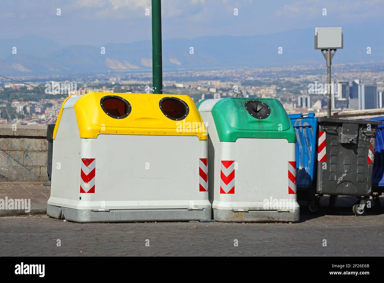 Recycling Trash Garbage Bins and Sorting Containers in Naples Italy ...