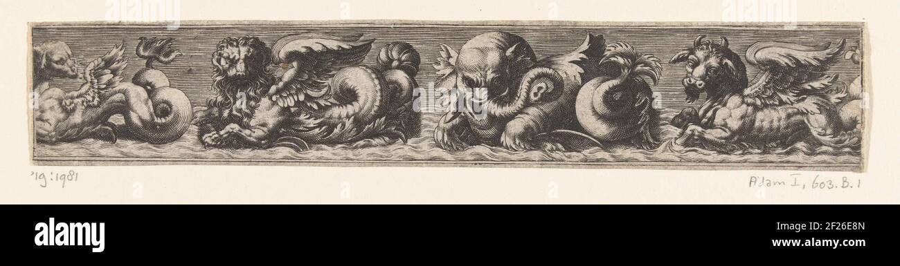 Frisian with a seal on the left; Frisians with sea samples. Opposite ...