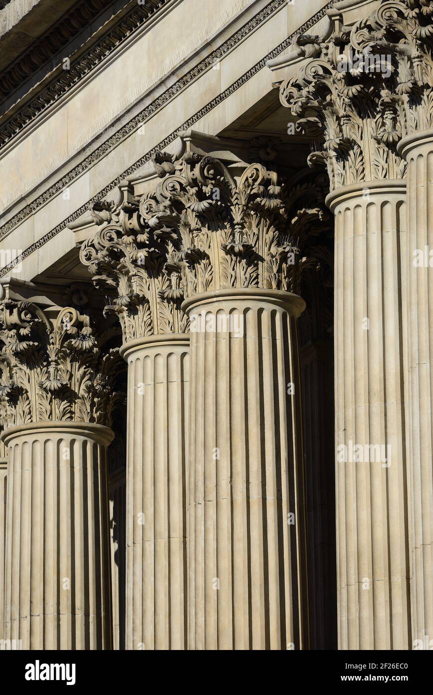 London, England, UK. St Paul's Cathedral. Corinthian columns (paired ...