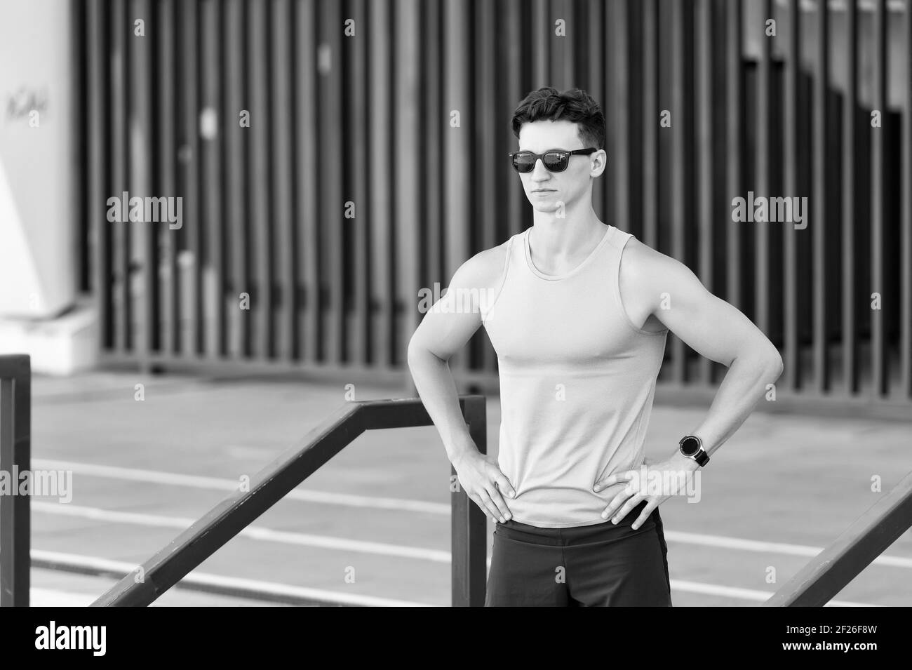 Bodybuilder man jog Black and White Stock Photos & Images - Alamy