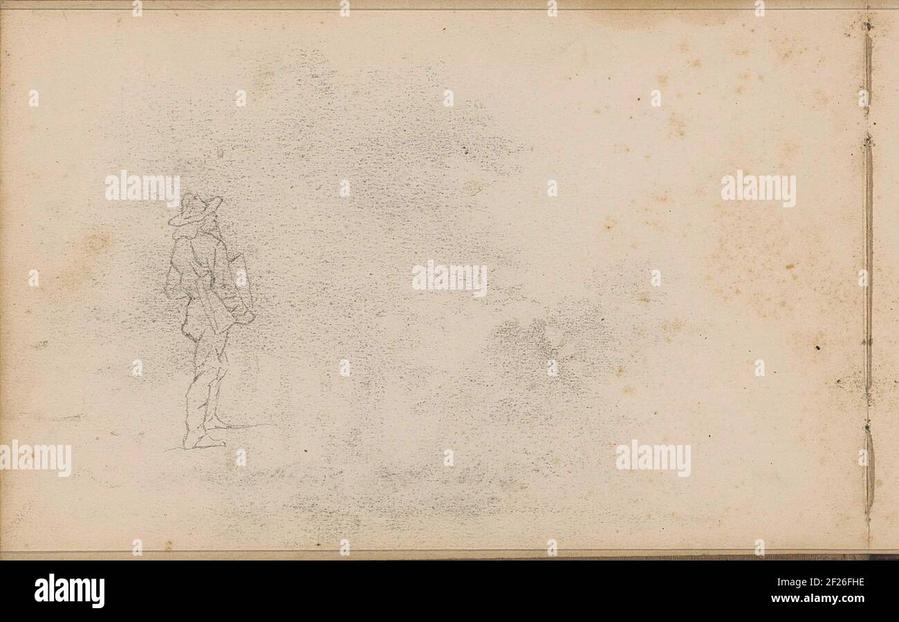 Man with a folder under arm.Leaf 3 verso from a sketchbook with 47 ...