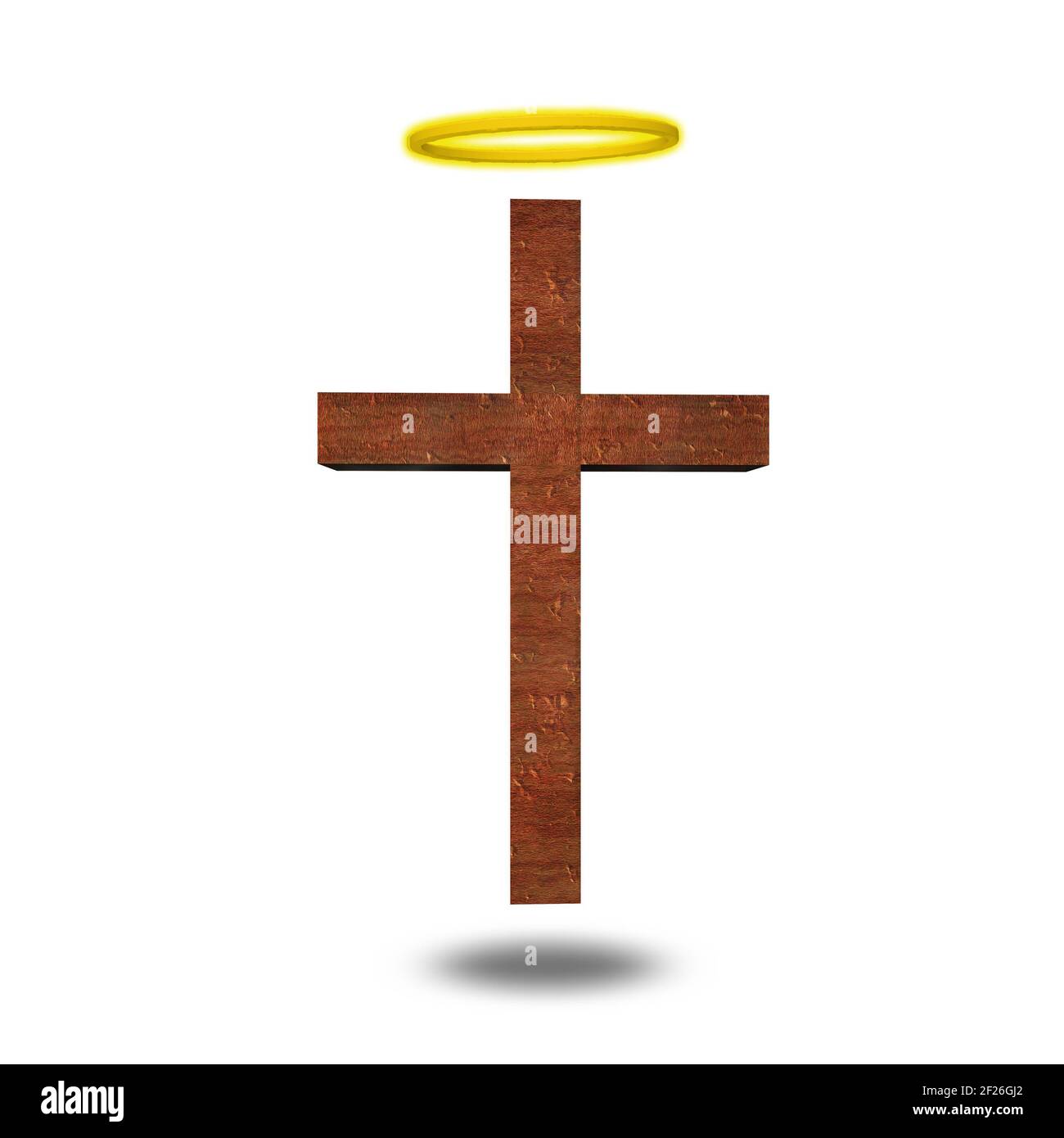Cross with halo. 3D rendering Stock Photo - Alamy