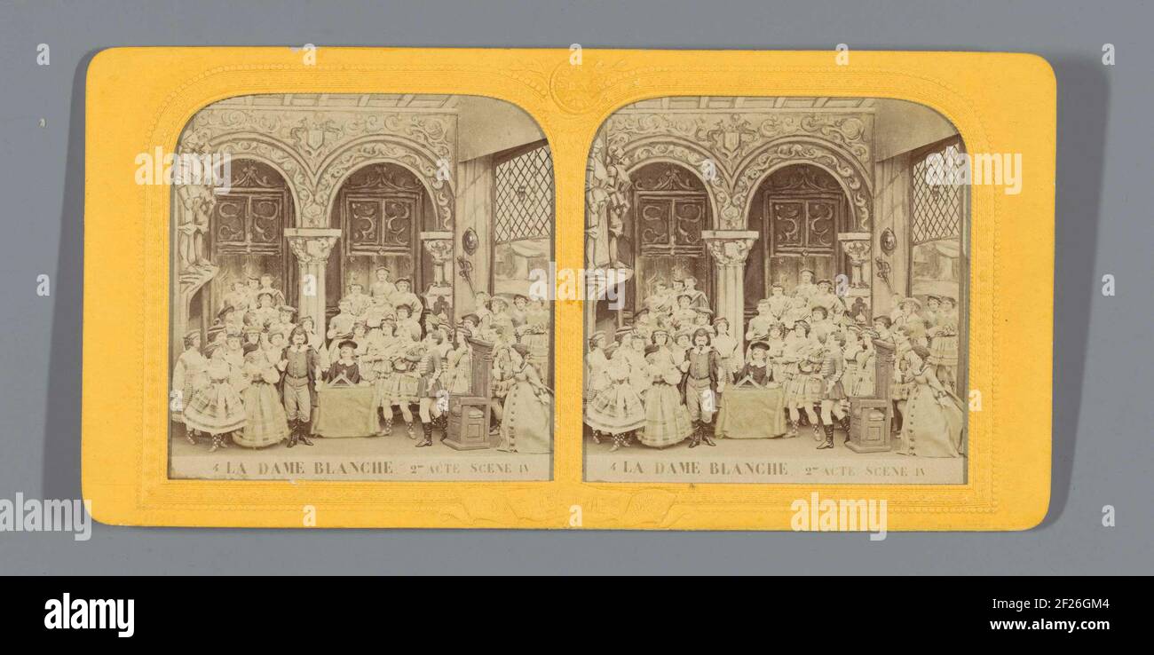 Stereofoto of the theater in Paris; La Dame Blanche II Acte Scene 4 ...