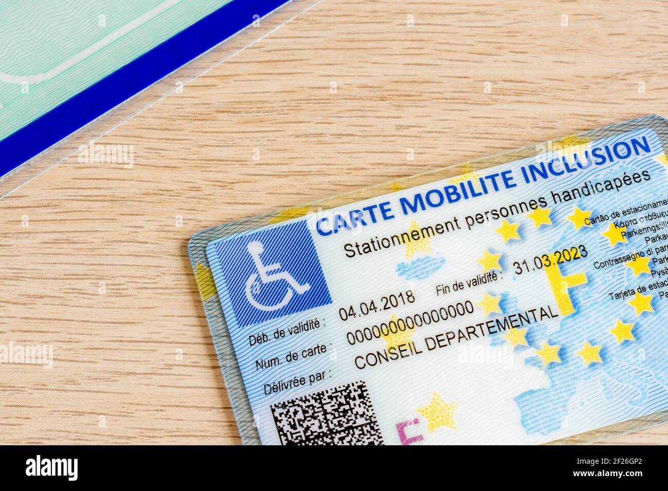 Mobility inclusion card - Parking for disabled people in France Stock ...