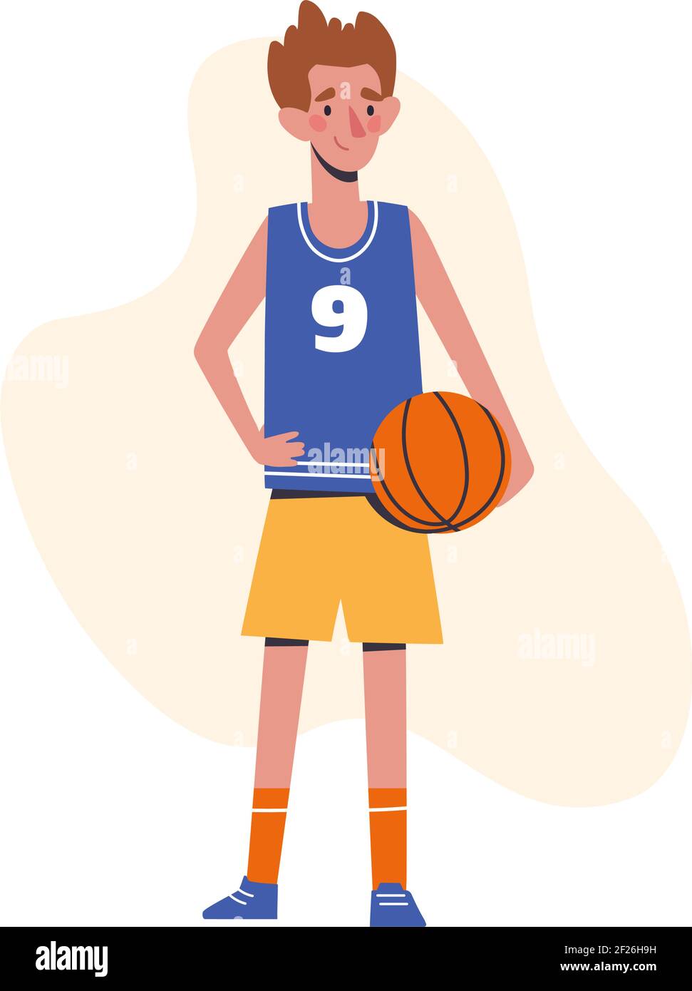 Little boy, basketball player. Flat design concept with cute kid with ...