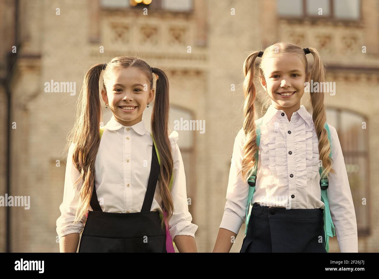 Ending of school year. Lucky to meet each other. Cheerful smart ...