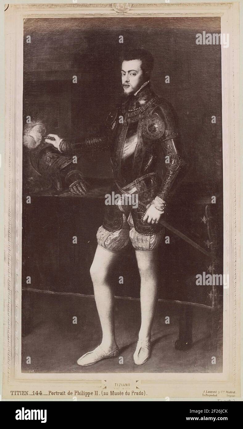Photo production of a painting by Titian, presenting a portrait of King ...