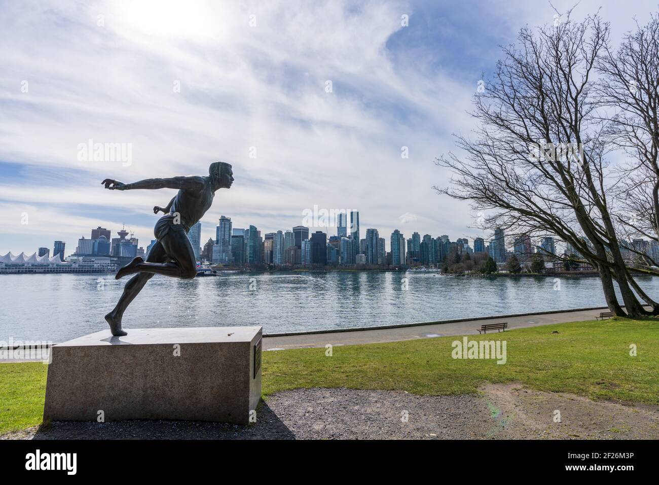 Harry Jerome Statue and Vancouver City skyline in the background ...