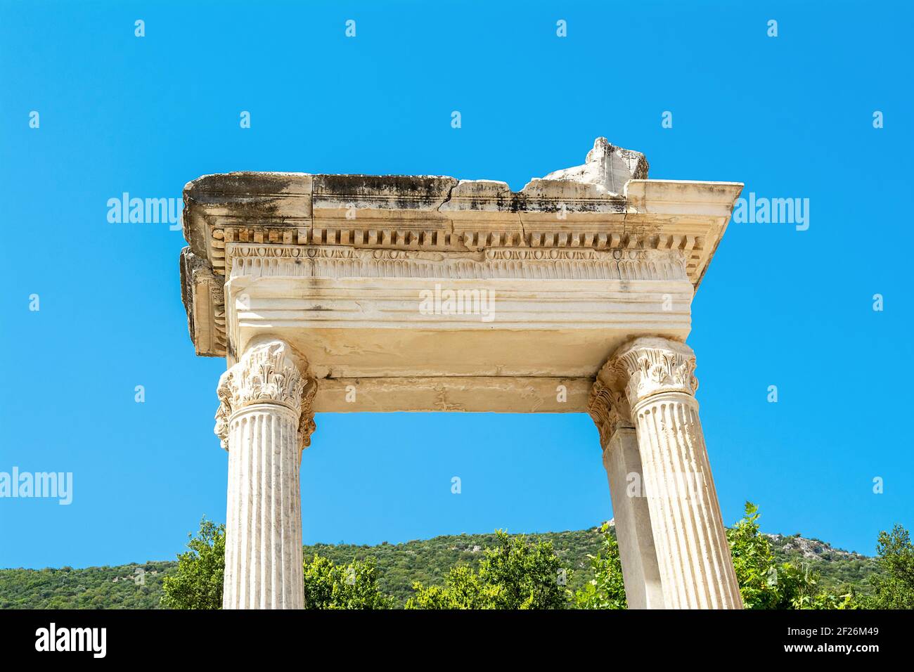 Colonnade on the ruins of an ancient Greek city Ephesus, Turkey Stock ...