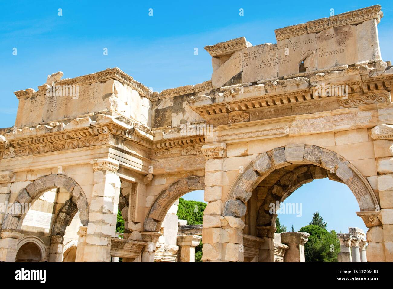 Ruins of Gate of Mazeus in an ancient Greek city Ephesus, Turkey Stock ...