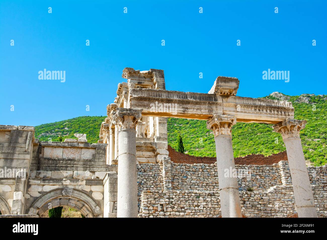 Colonnade on the ruins of an ancient Greek city Ephesus, Turkey Stock ...