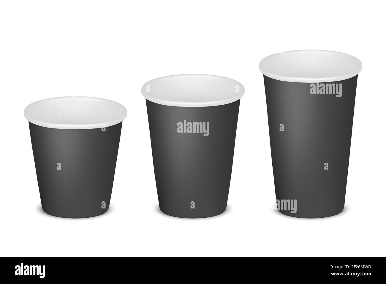 Vector 3d Realistic Paper Black Disposable Blank Empty Tea, Coffee Cup ...