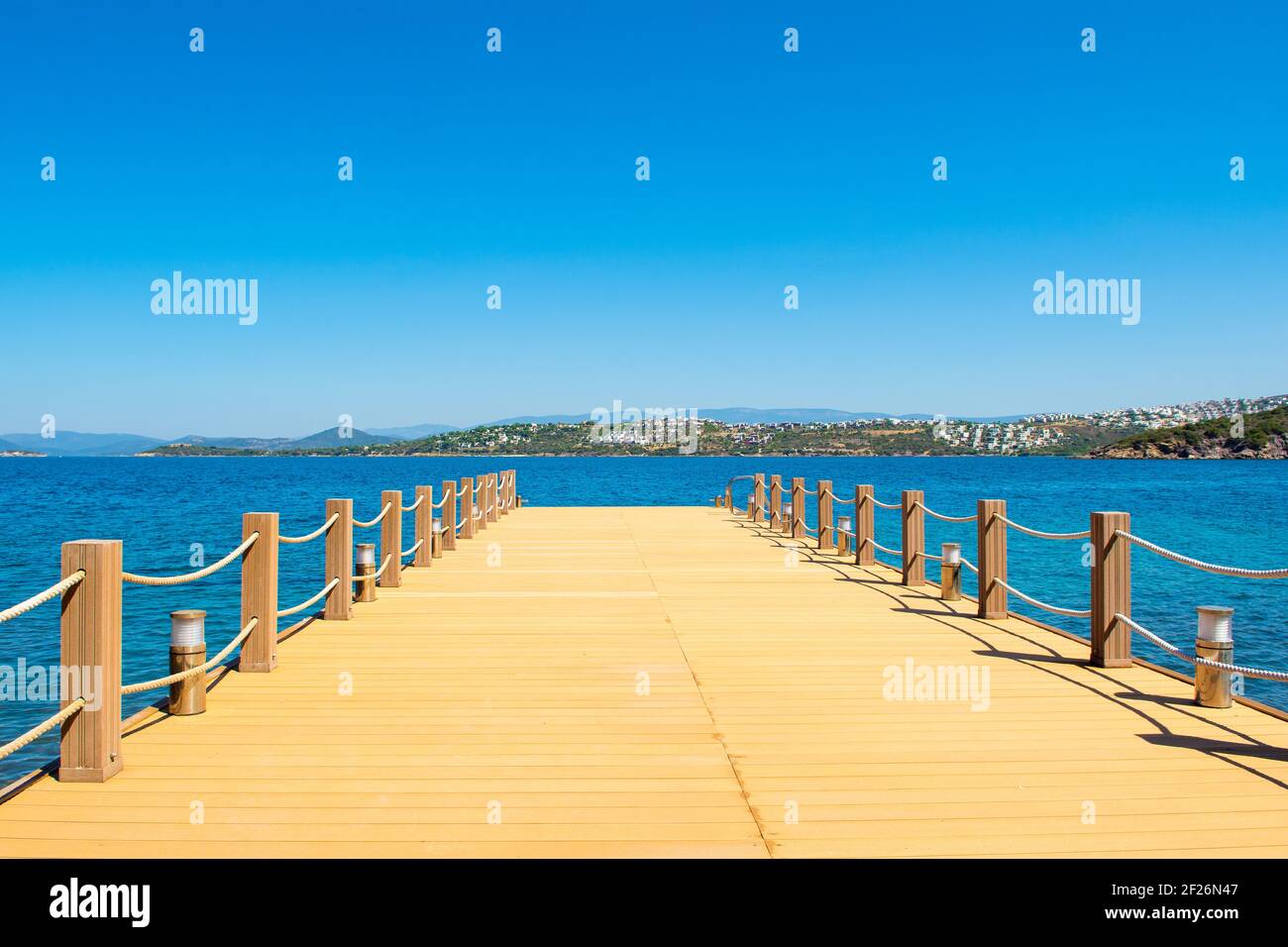 Beautiful Mediterranean landscape with Aegean sea and green hills in ...