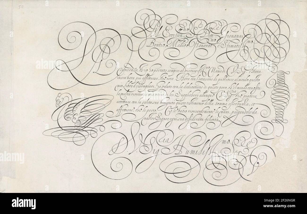 Schrijfvoorbeeld: Al eccellen. S. dott. Giovanni Bontio (...); Spieghel ...