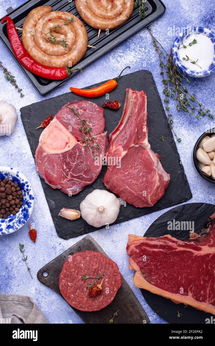 Assortment of various types of meat Stock Photo - Alamy