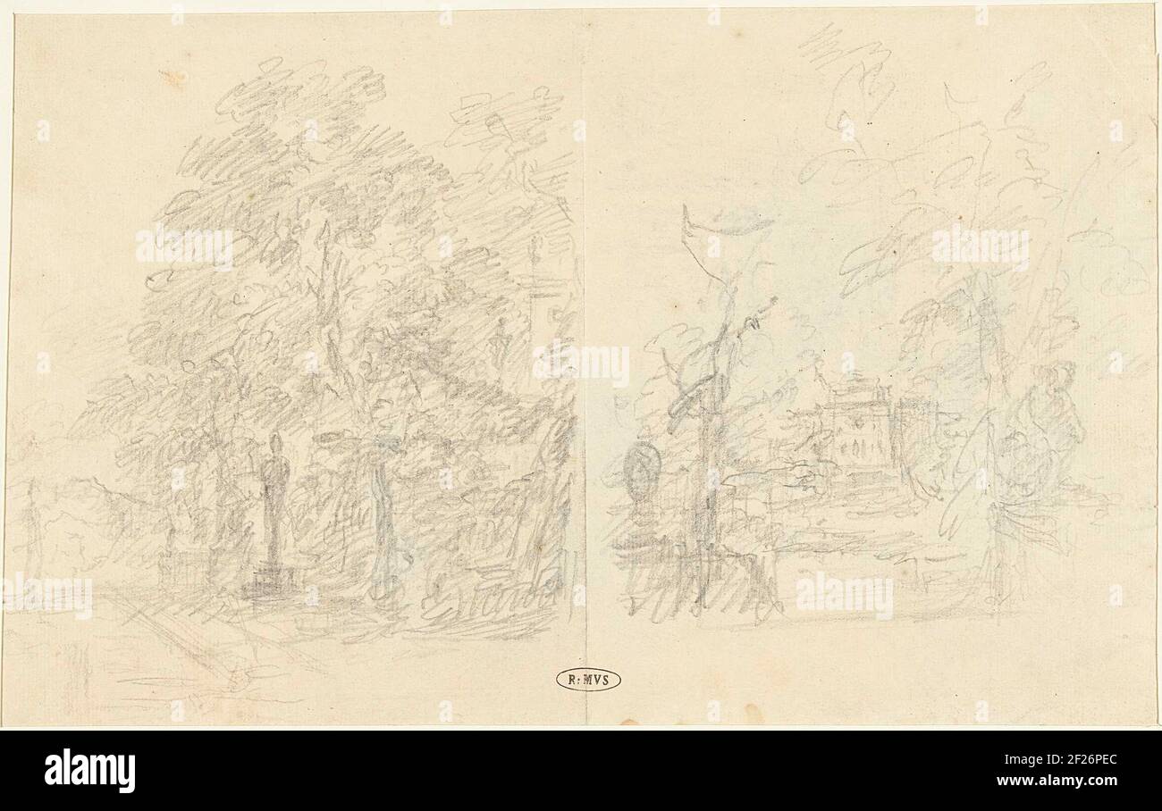 Sketch sheet with two landscapes.design for a painting Stock Photo - Alamy