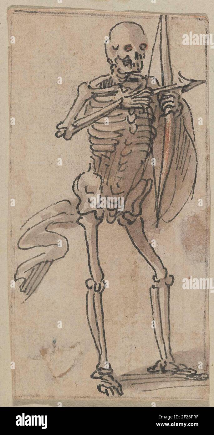 Standing skeleton with arrow and bow Stock Photo - Alamy