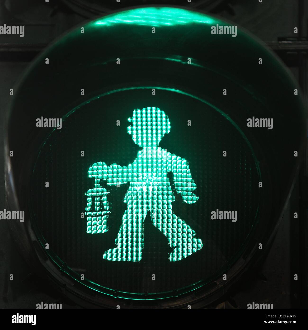 Green pedestrian traffic light male as miner with miner's lamp, Castrop ...