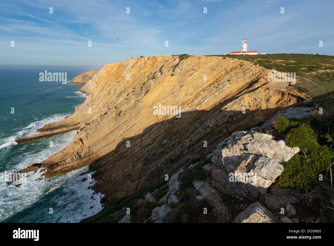 Cabo Espichel cape at sunset with sea cliffs and atlantic ocean landscape, in Portugal Stock ...