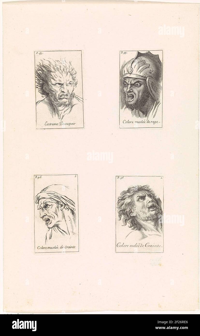 Voorstellingen van verschillende emoties.Unsunted leaves with four ...