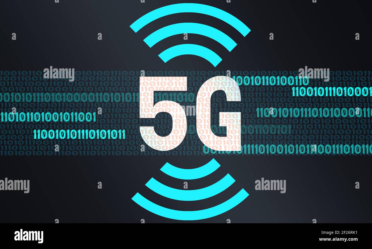 An illustrated visual of the 5G new wireless internet wifi connection ...
