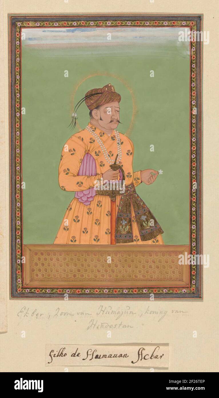 Portret van Akbar Padshah, de zoon van Humayun, die na zijn vader ...
