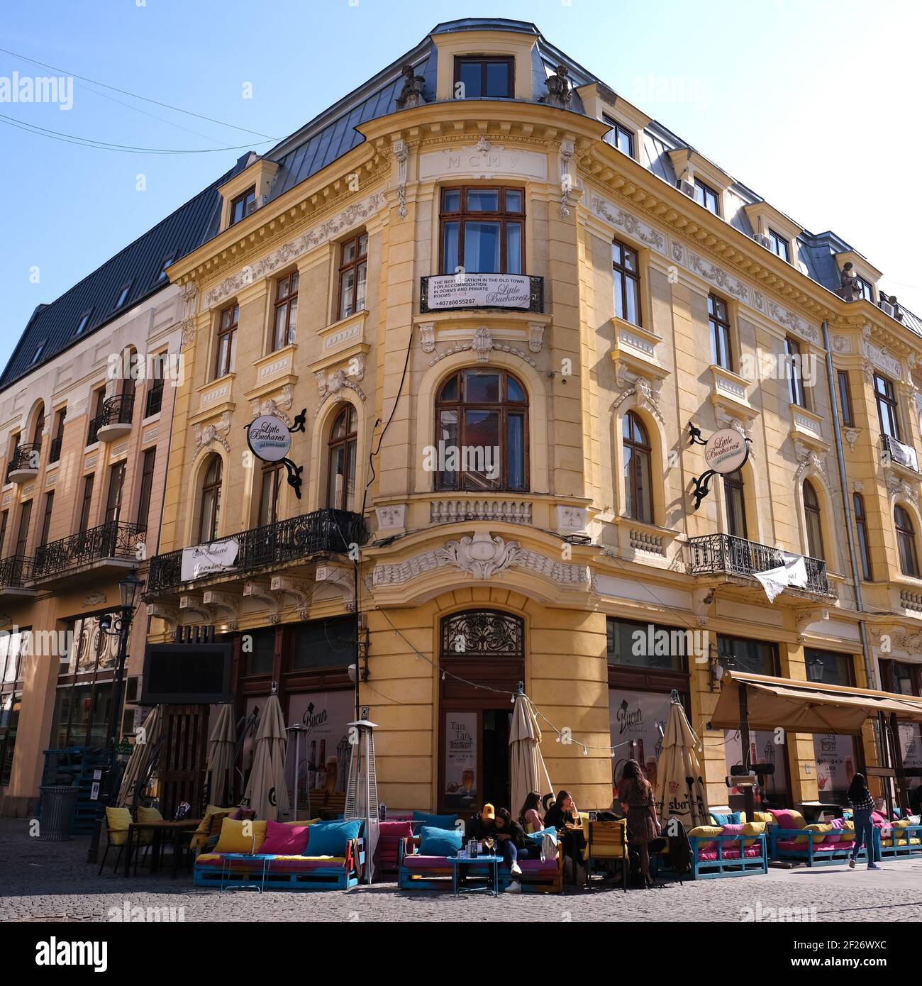 Bucharest, Romania - March 5, 2021. Old town of Bucharest, with amazing ...