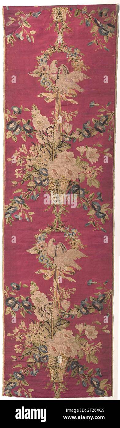 Wandbespanning van lampas met tortelduivenpatroon.Wall attenuation ...