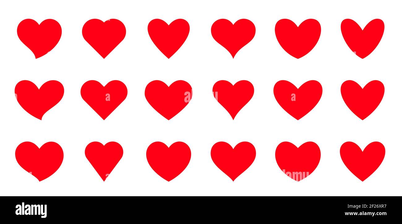 Red hearts flat set. Love, valentine, romantic, february, wedding ...