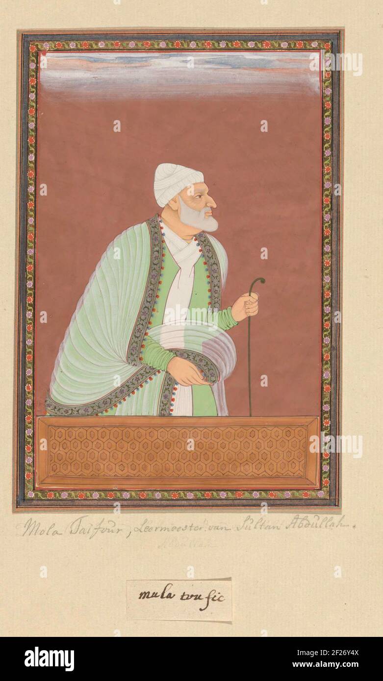 Portret van Mulla Tayfur, die de leraar (ustad) van Sultan Abdullah is ...