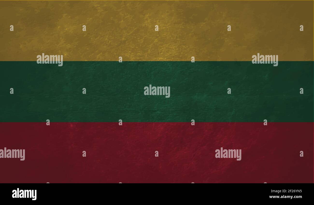 Lithuania flag with waving grunge texture. Vector background Stock ...
