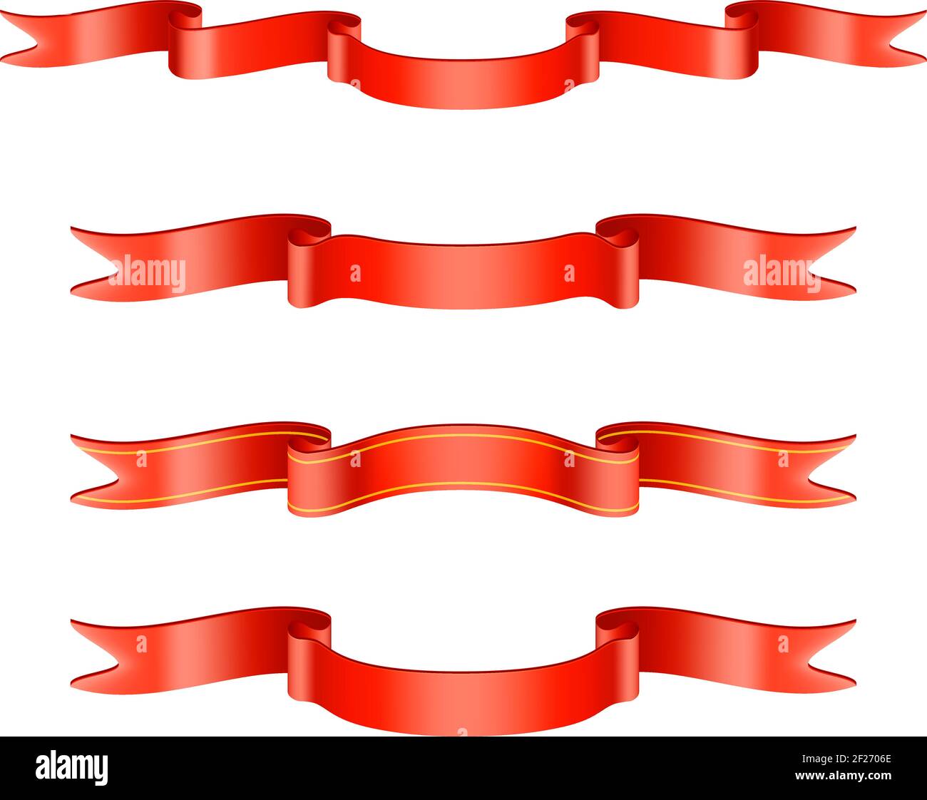 Vector Classic Red Ribbon Set isolated on white background Stock Vector ...