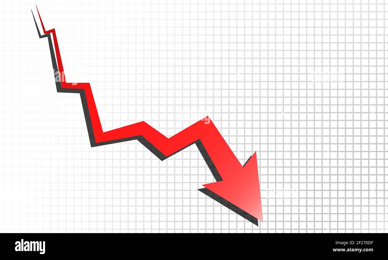 A 3D rendering of red arrow pointing down on a white background Stock ...