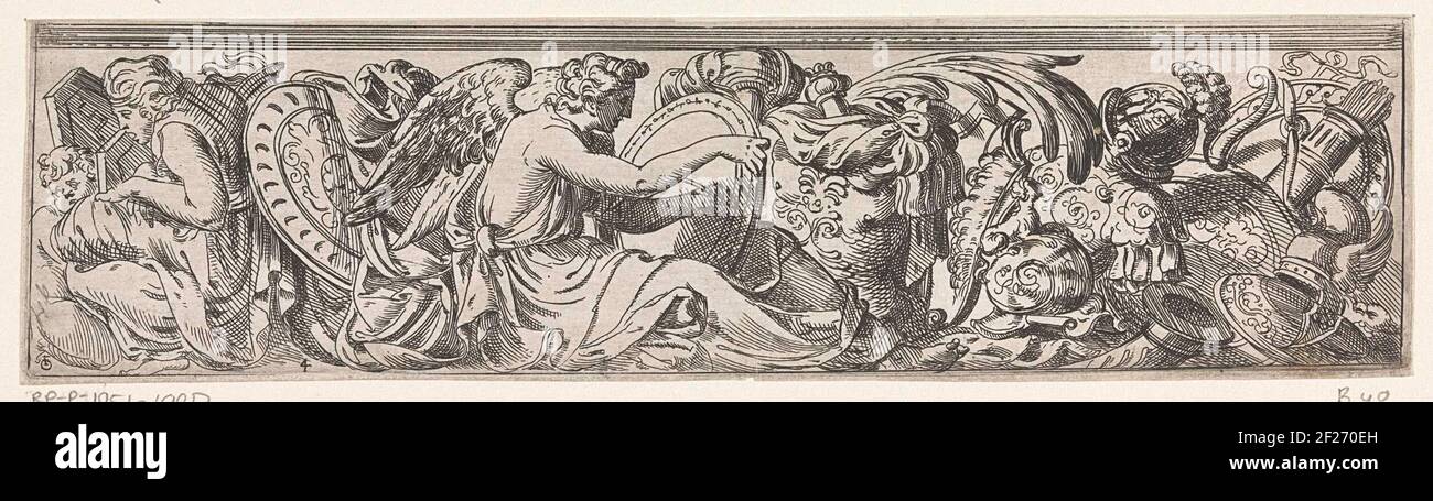 Frisian with the personification of history on a round tablet by ...