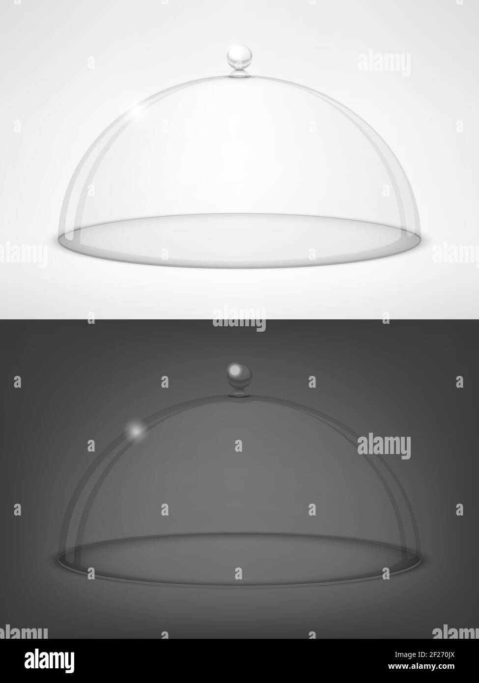 Glass half-sphere lid on black and white background Stock Vector Image ...