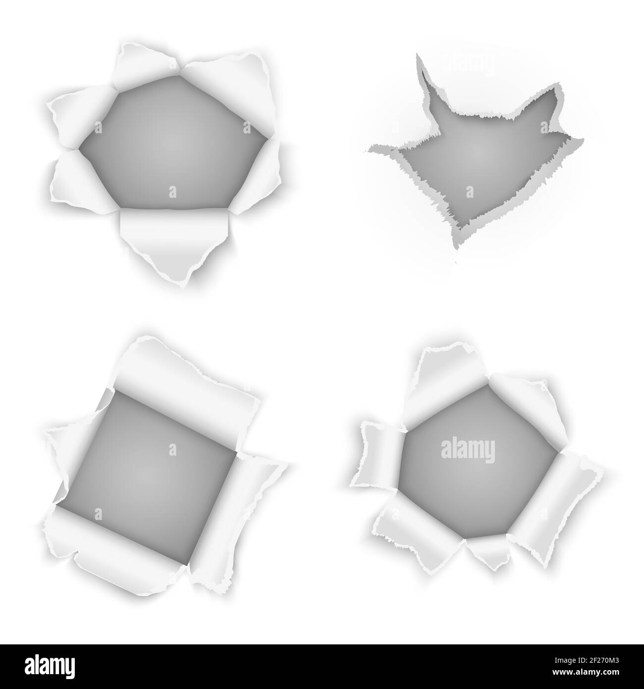 Torn paper holes vector collection. Design edge element, rip curl ...